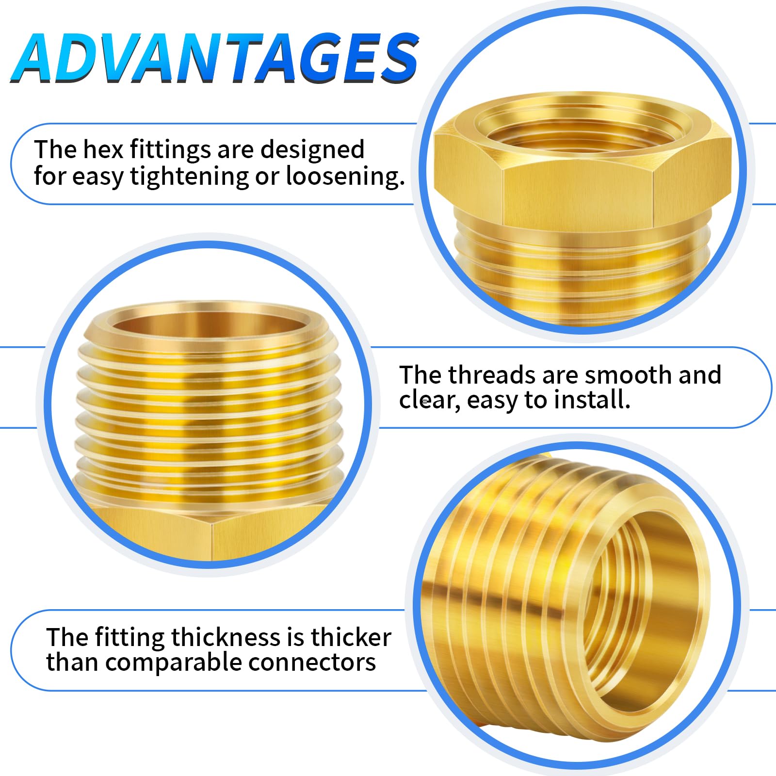 Snapklik.com : ChillWaves Brass Pipe Fitting, Reducer Hex Bushing 3/8 ...