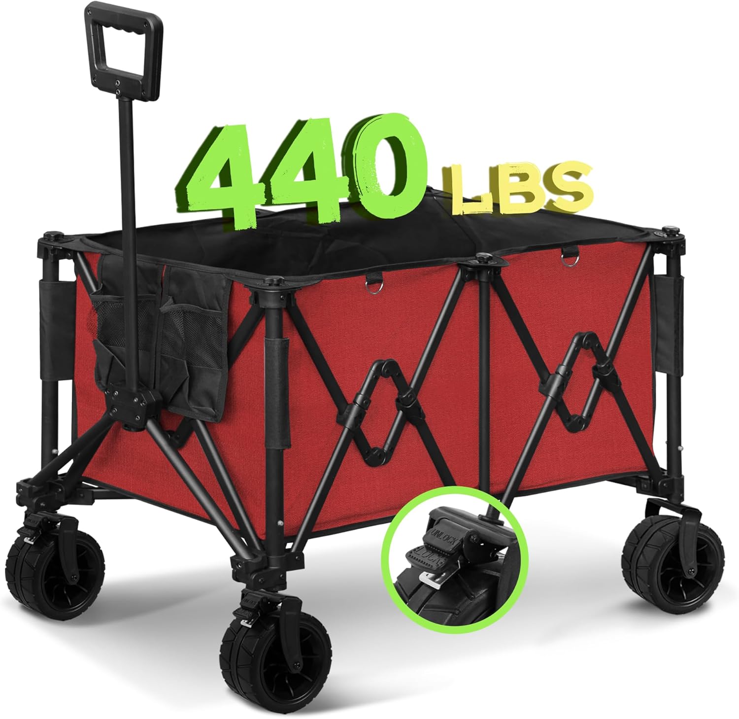 Amazon.com : Collapsible Wagon Cart Heavy Duty 440lbs 240L Large All ...