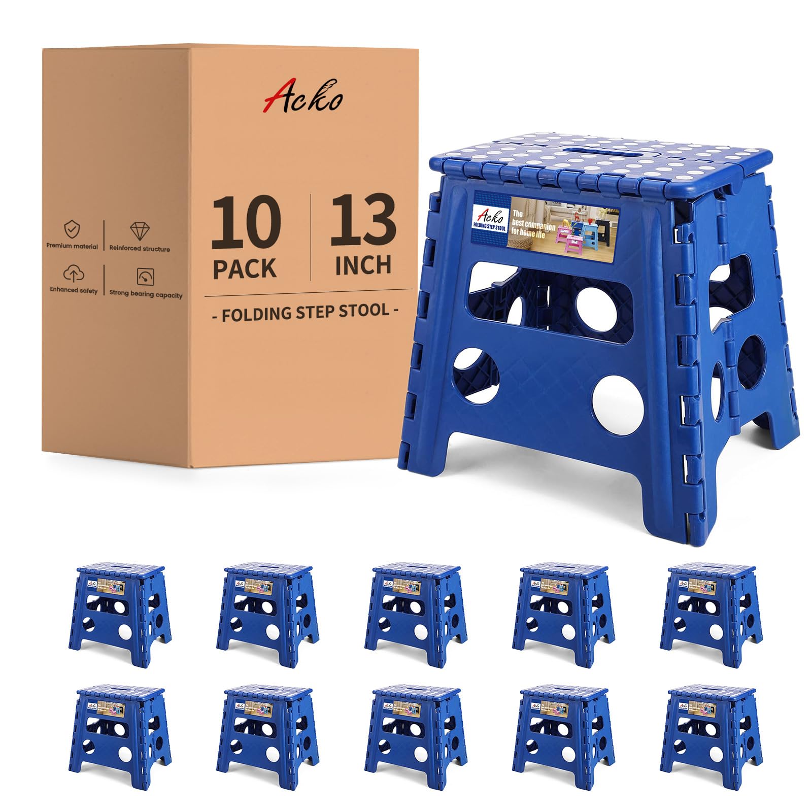 Snapklik.com : ACKO Folding Step Stool -13 Inch Height Premium Heavy ...