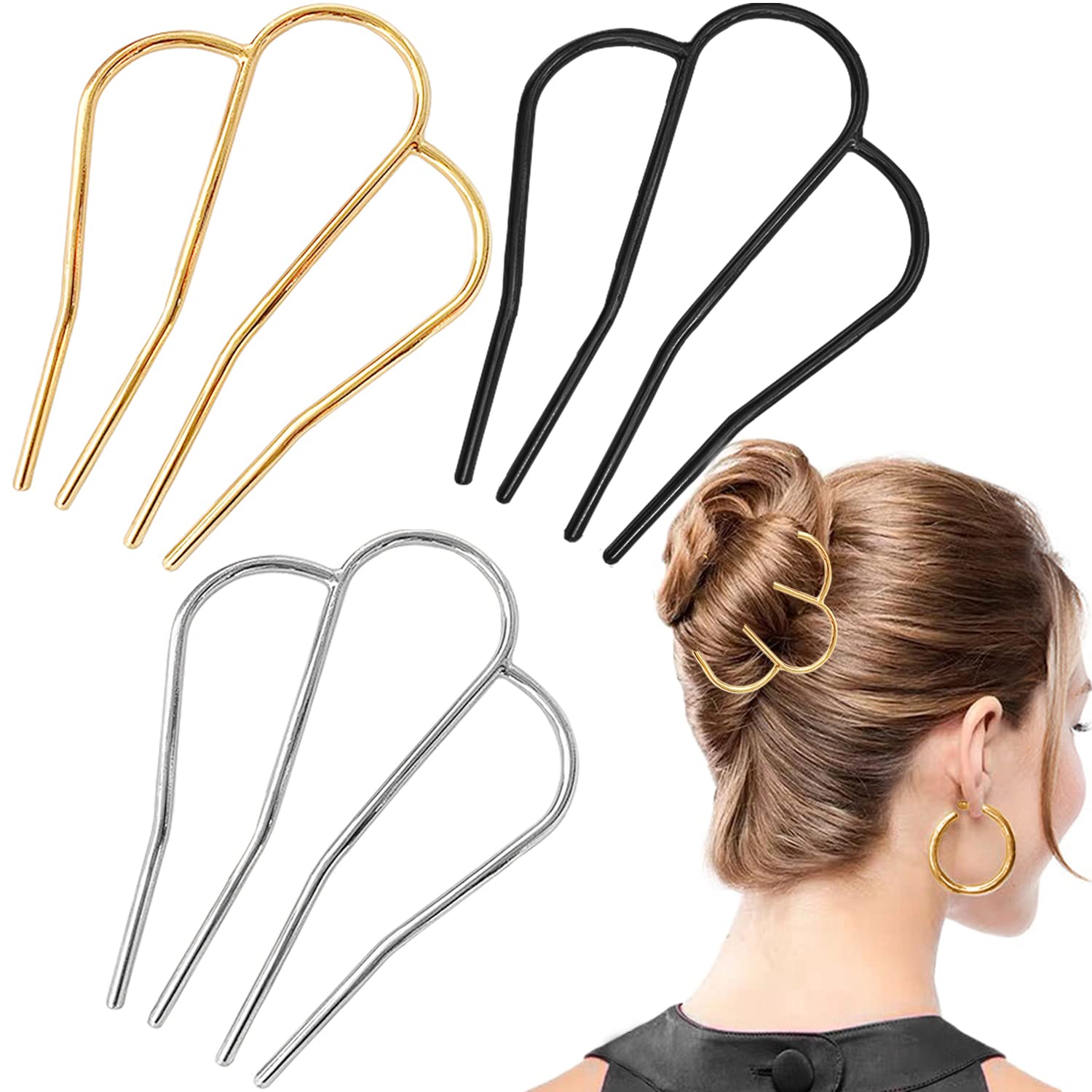 Amazon.com : LAPOHI 3 PCS Hair Side Combs Hair Pins for Bun, Large U ...