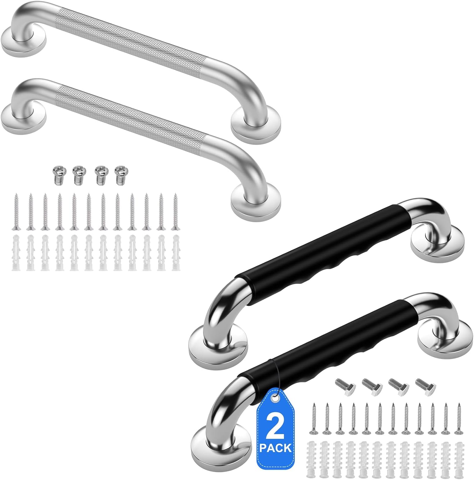 Amazon.com: 2 Pack 16 Inch Grab Bars for Bathtubs and Showers and 2 Pack Anti Slip Shower Grab ...