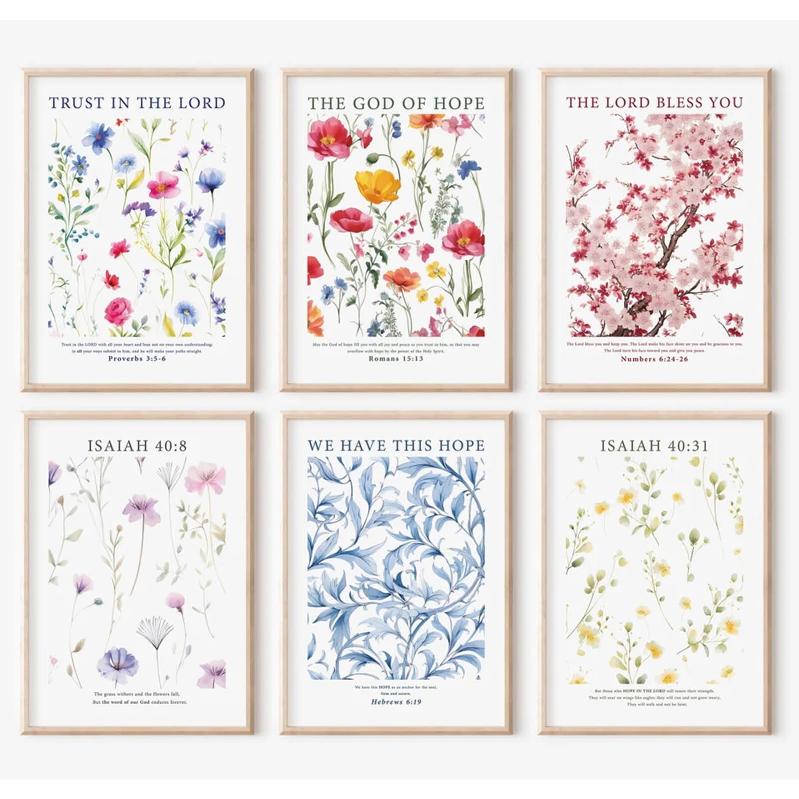 Amazon.com: Bible Verse Wall Art Decor Botanical Floral Canvas Walll ...