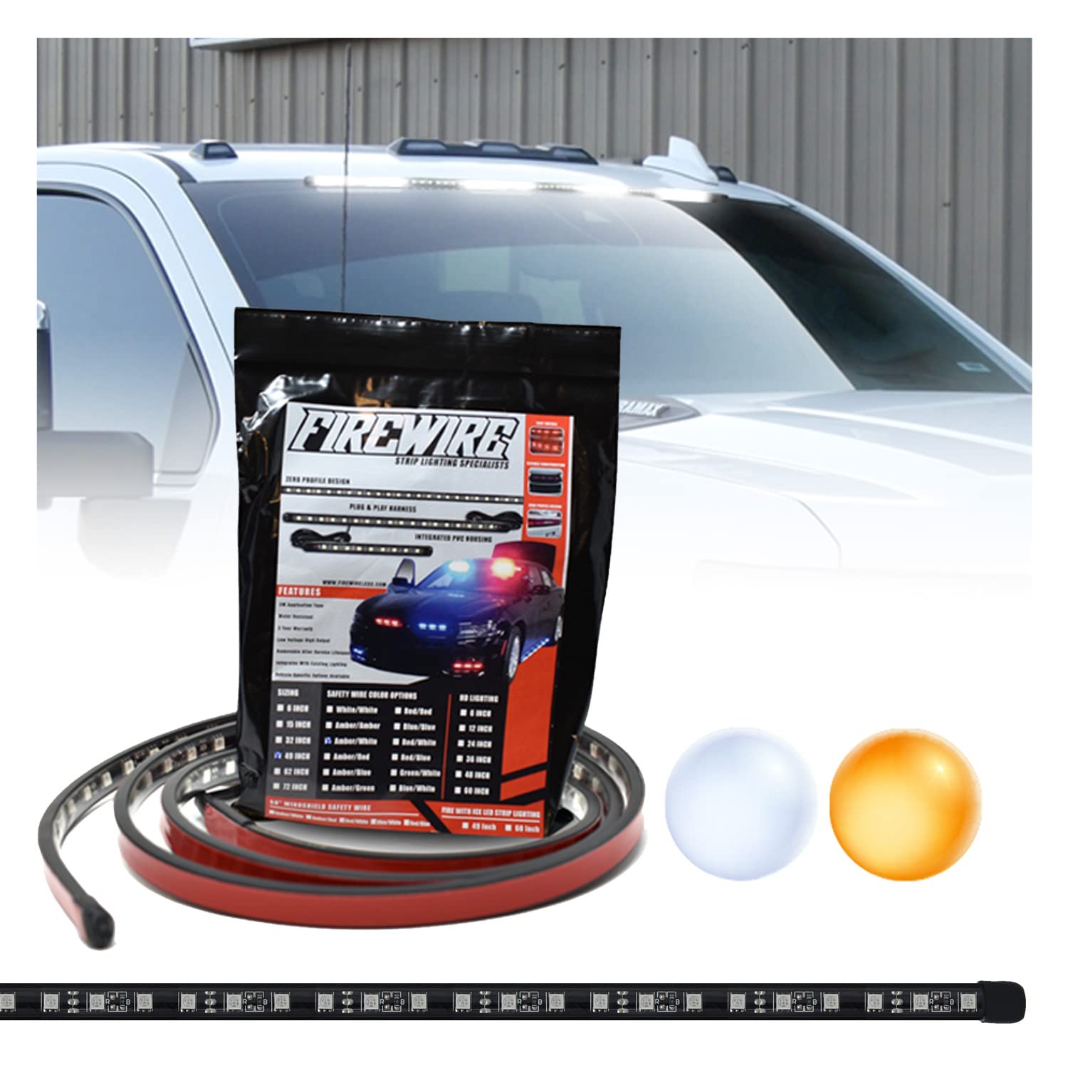 Amazon.com: Firewire LEDs Emergency Truck Strobe Lights | Amber White ...