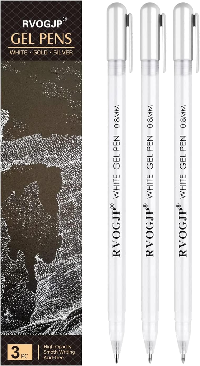 Snapklik.com : White Gel Pen Set, 3 Pack, 1mm Gel Ink Pens Opaque White ...
