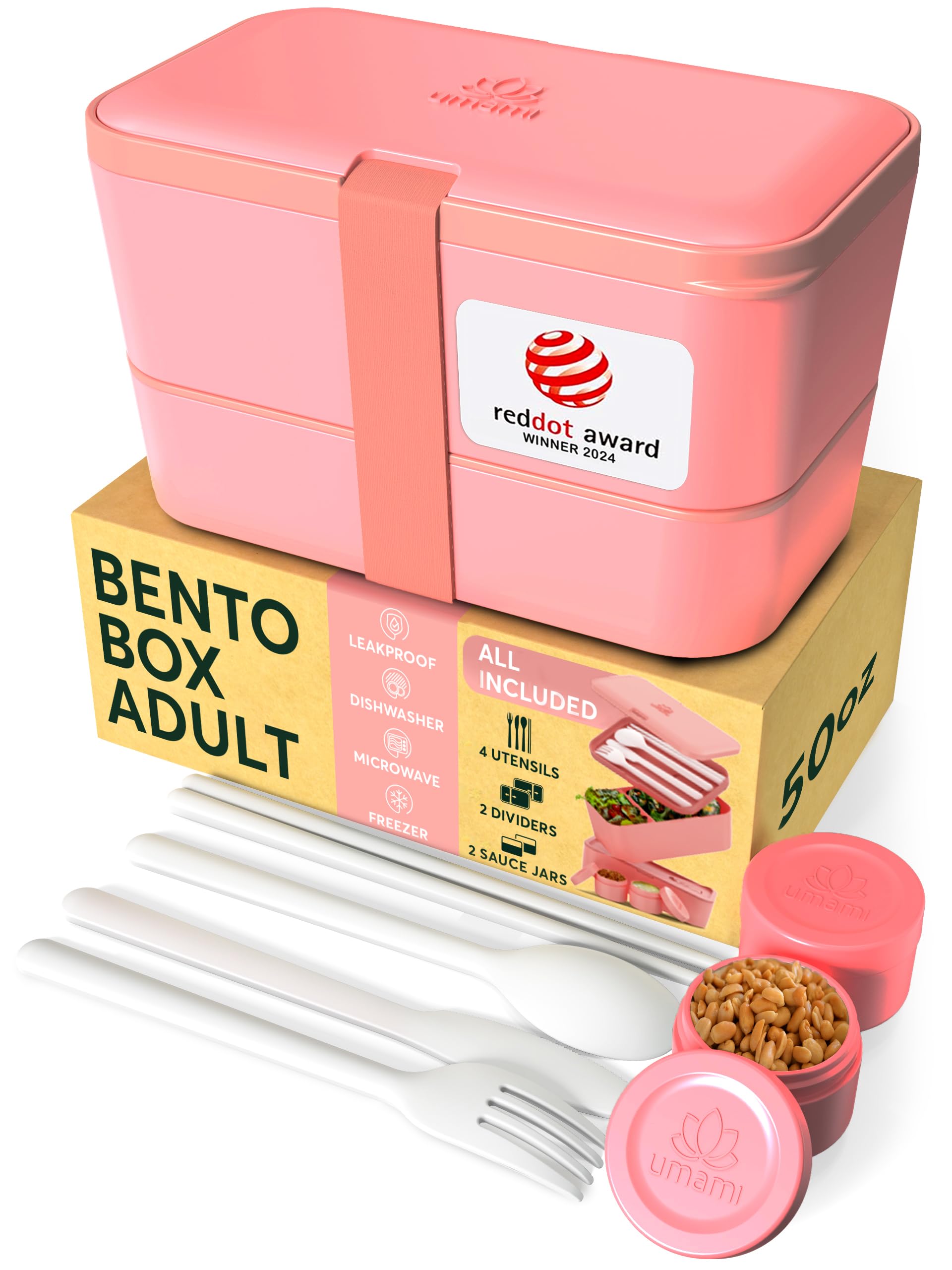 Umami Large Bento Box Adult Lunch Box Space-Saving Nestable Design w/4 ...