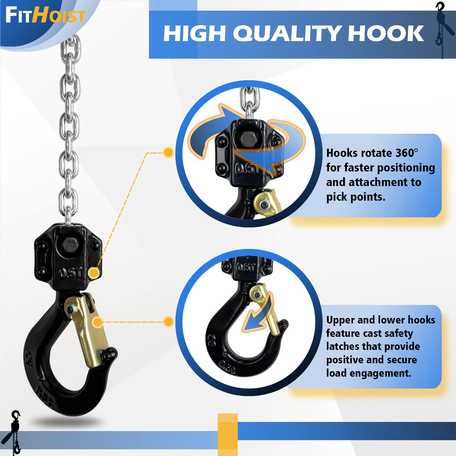 Snapklik.com : FITHOIST Mini Chain Hoist 1/2 Ton 1100Lbs Capacity 20Ft ...