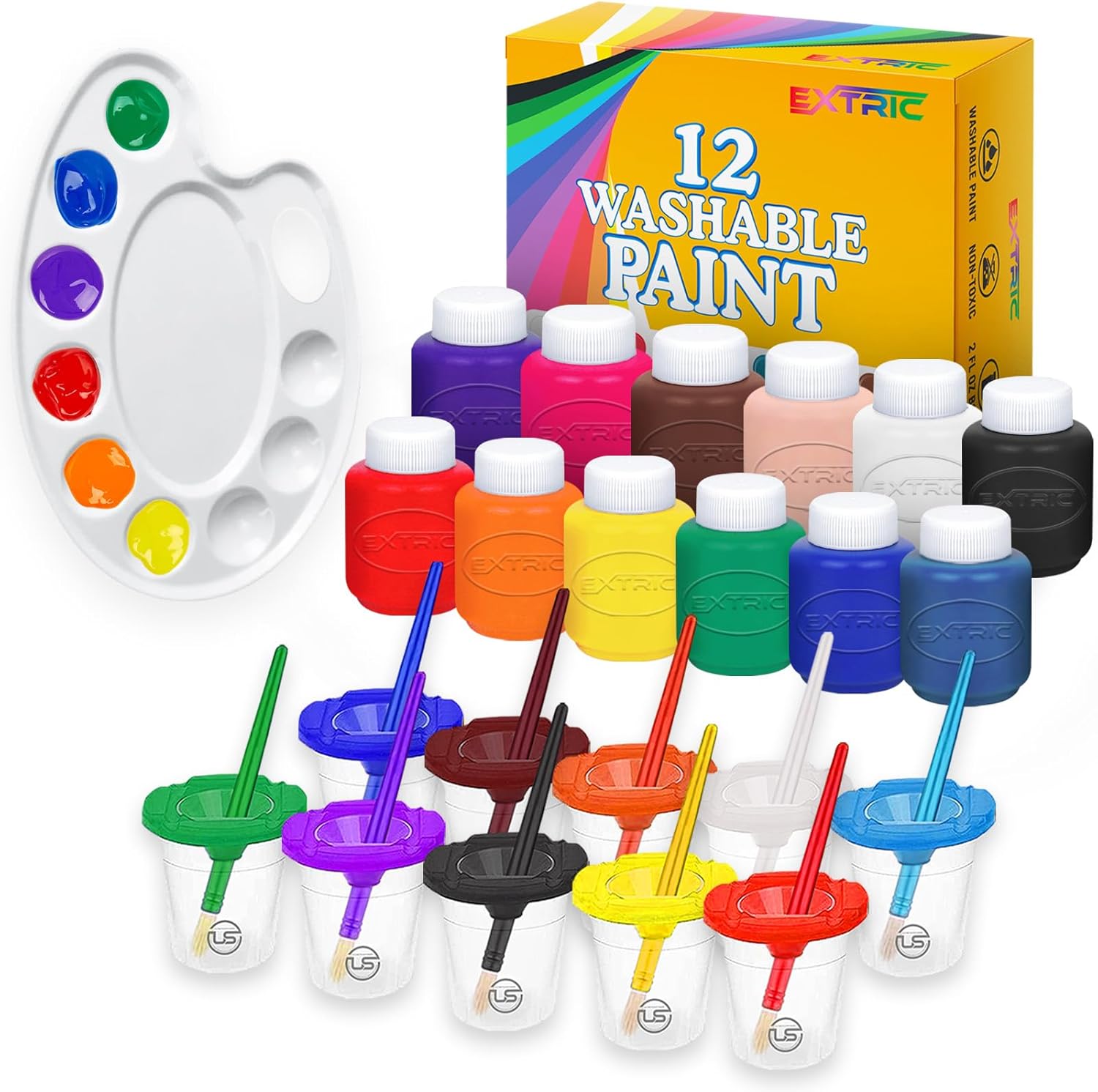 Amazon.com: Kids Painting Set, Washable Paint for Kids 12 Colors, 10 ...