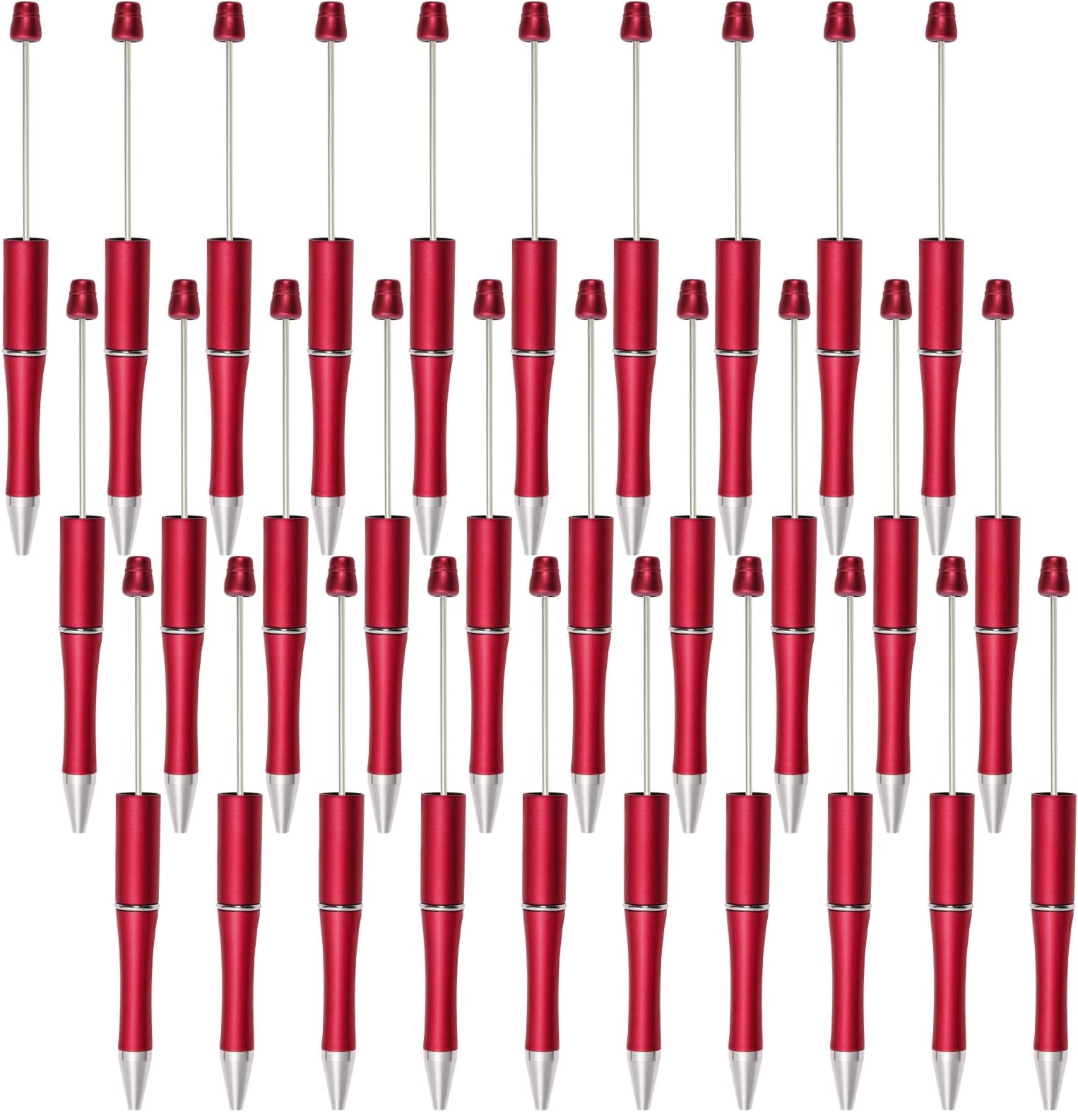 Amazon.com : jiebor 30Pcs Red Beadable Pens Plastic Bead Pen Black Ink ...