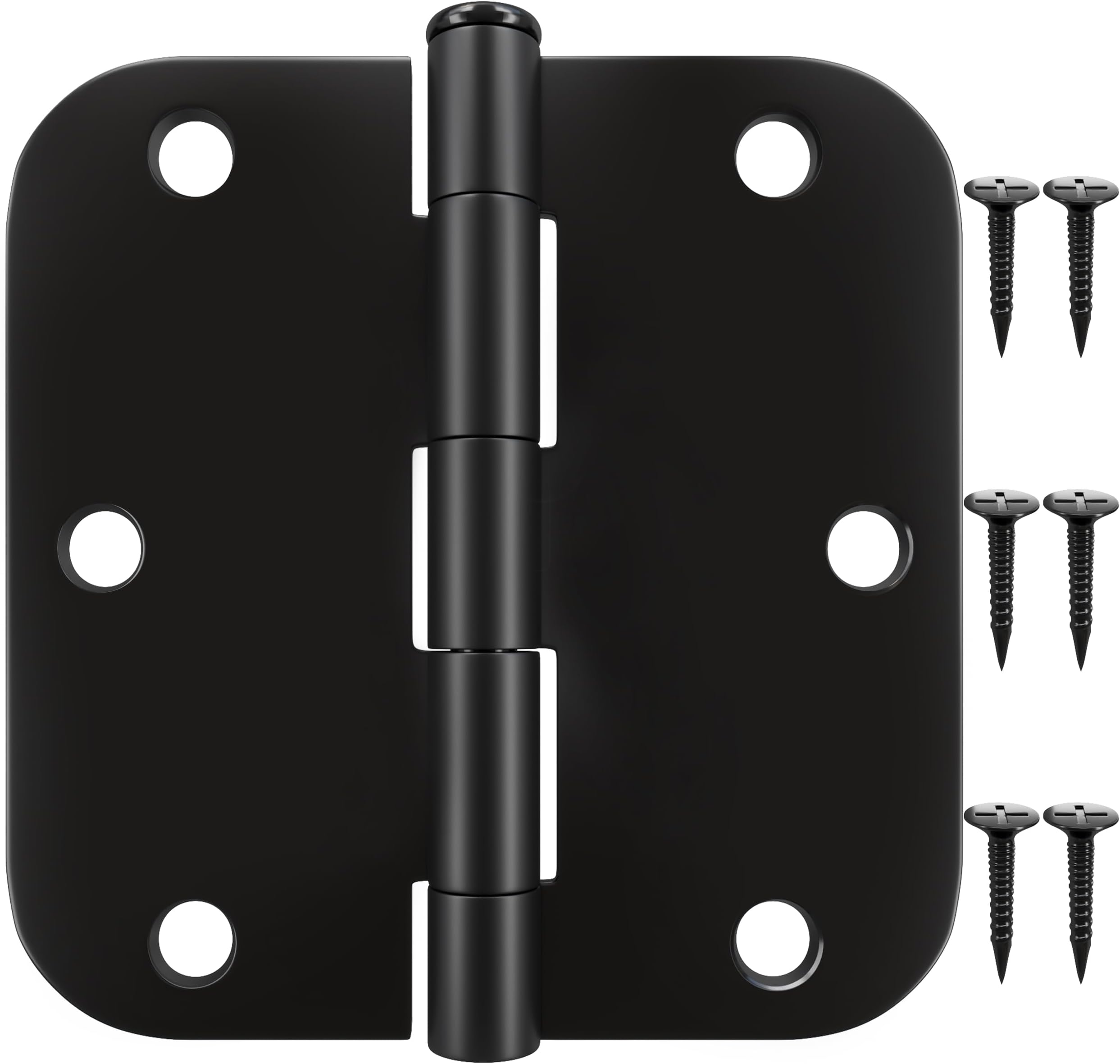 Rounded 5/8 Radius Interior, 3" x 3" Door Hinges, 18 Pack, Matte Black ...