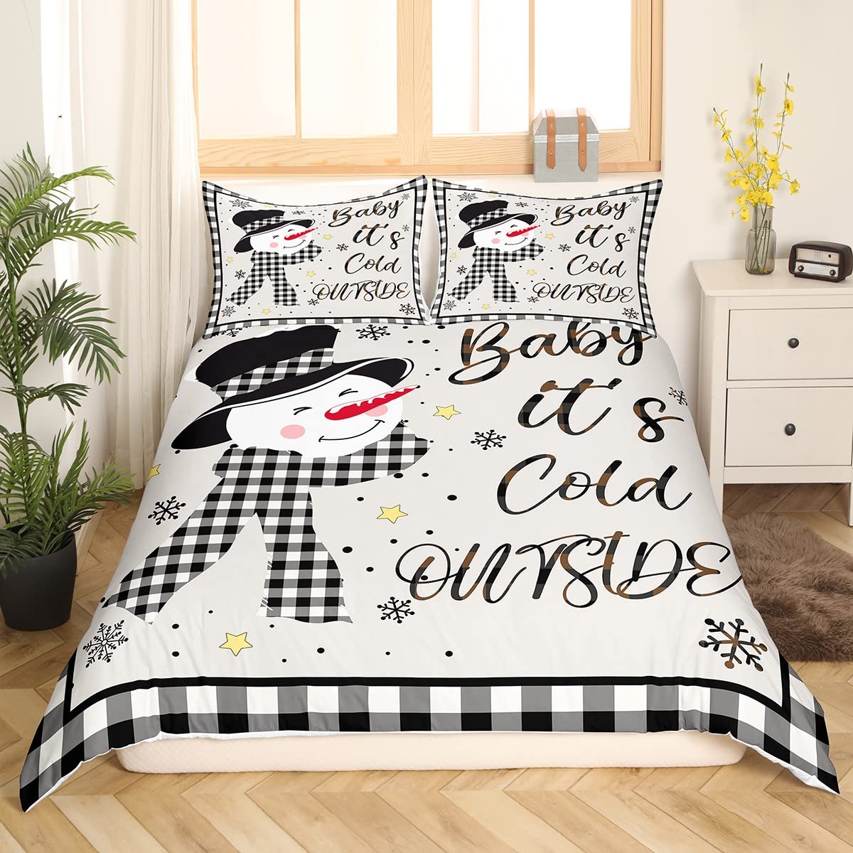 Amazon.com: Kids Christmas Snowman Duvet Cover Set Full Size,Snowflake ...