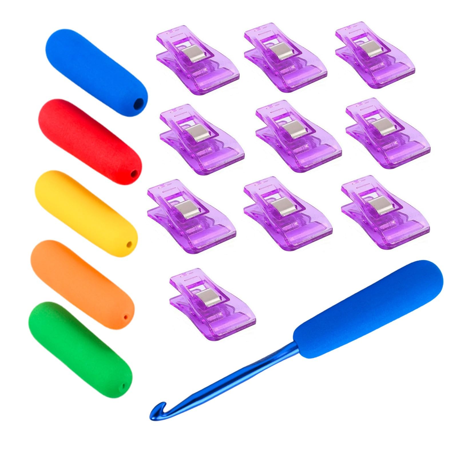 Amazon.com: 5PCS Crochet Hook Grip with 10PCS Sewing Clips Ergonomic ...