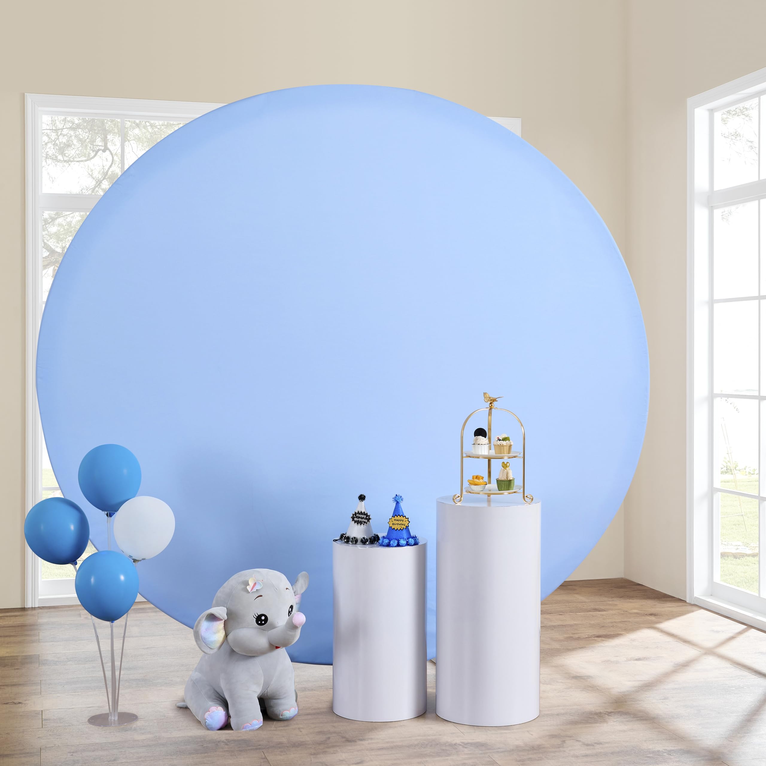 Snapklik.com : NSSONBEN 7.5ft Baby Blue Round Backdrop Cover Suitable ...