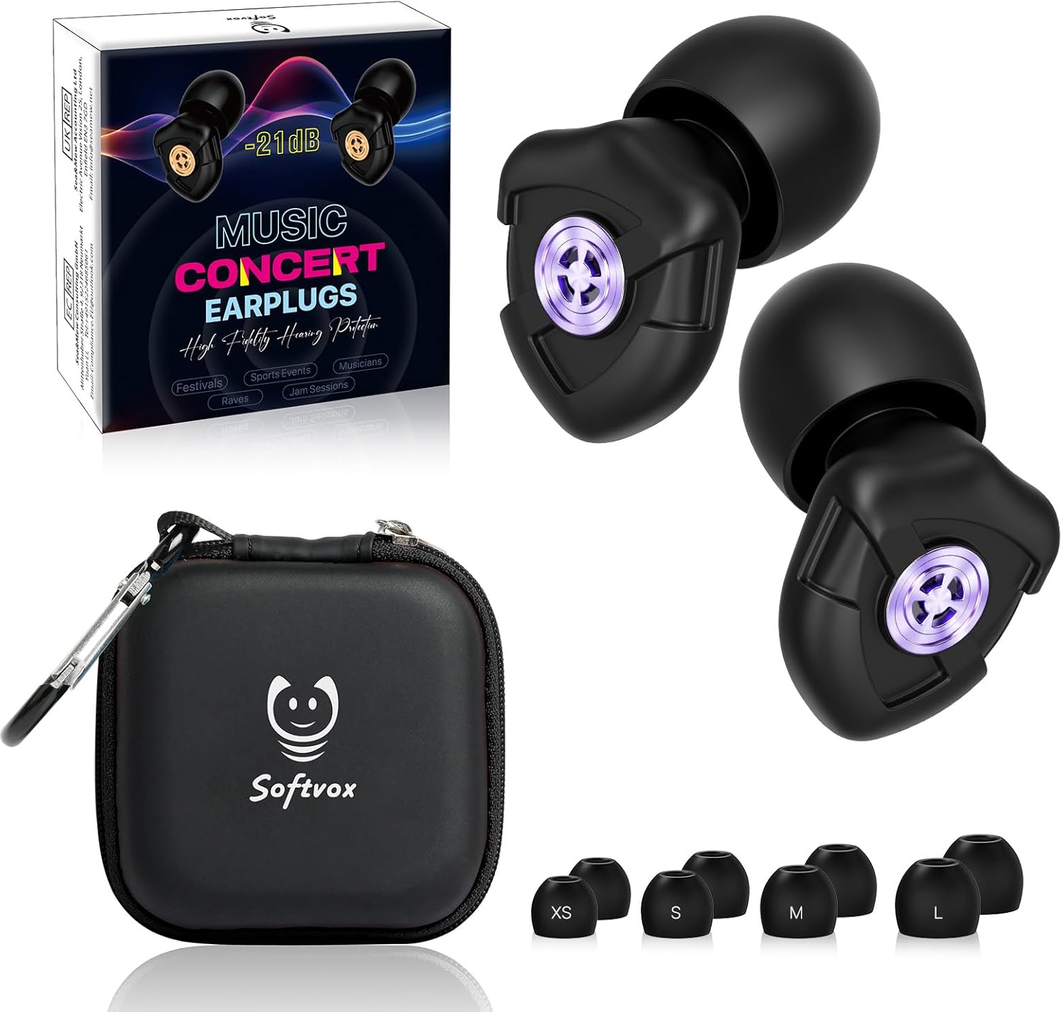 Amazon.com: softvox Concert Ear Plugs, High Fidelity Hearing Protection ...