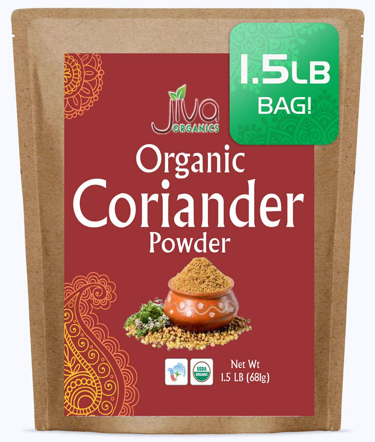 Amazon.com : Jiva Organics Organic Ground Coriander Powder 1.5 LB Bulk ...