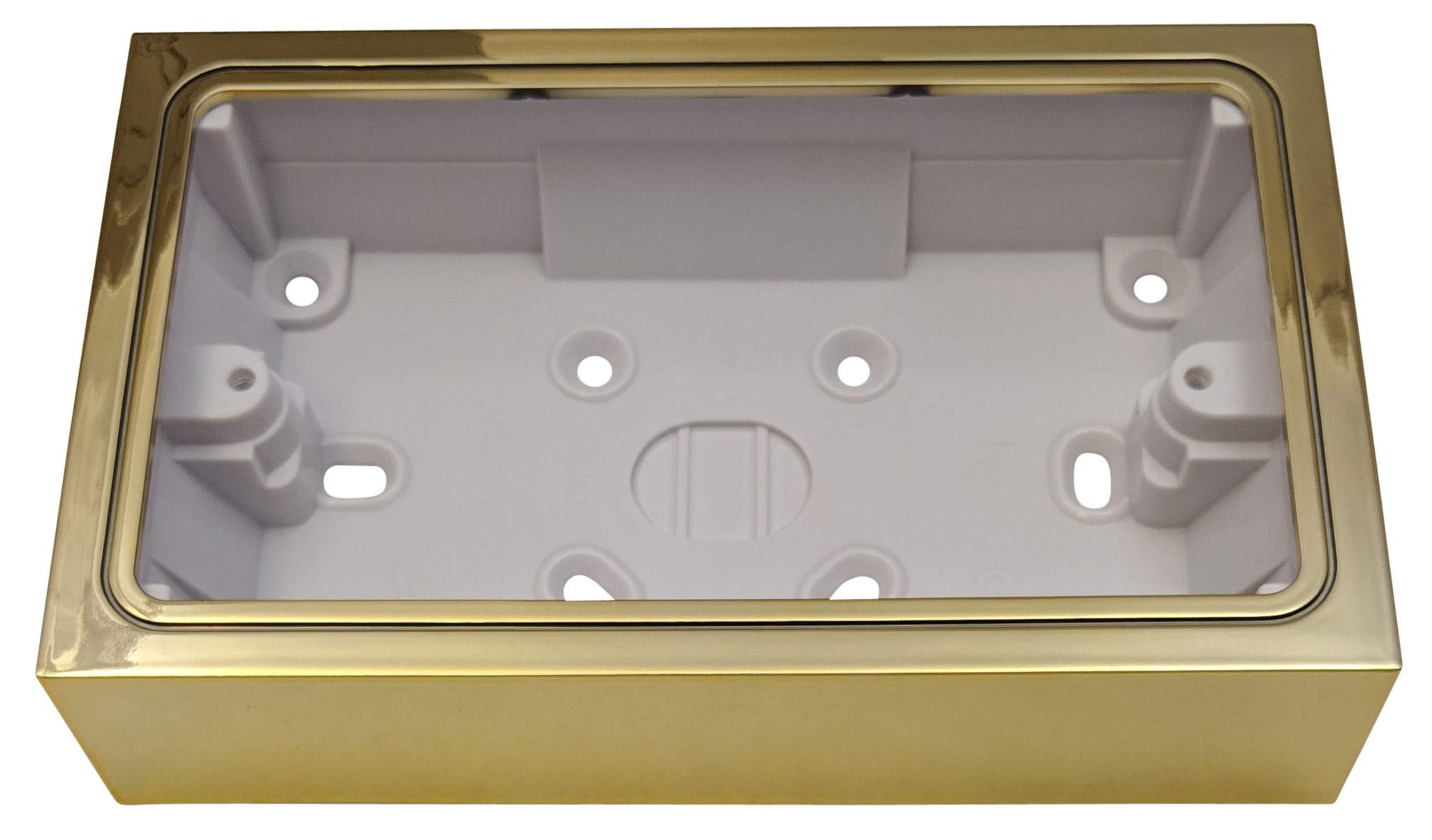 G&H 710B 2 Gang Polished Brass Surface Mounted Double 35mm Pattress Box ...