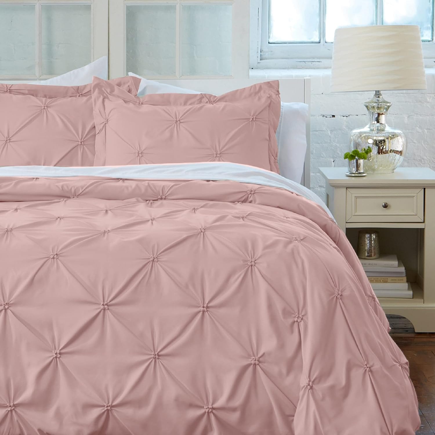 Amazon.com: Signature Pinch Pleated Pintuck Duvet Cover 3 Piece Set ...