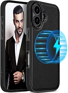 Amazon.com: LOHASIC for iPhone 16 Case Leather Compatible with MagSafe, Slim Business PU Rugged ...
