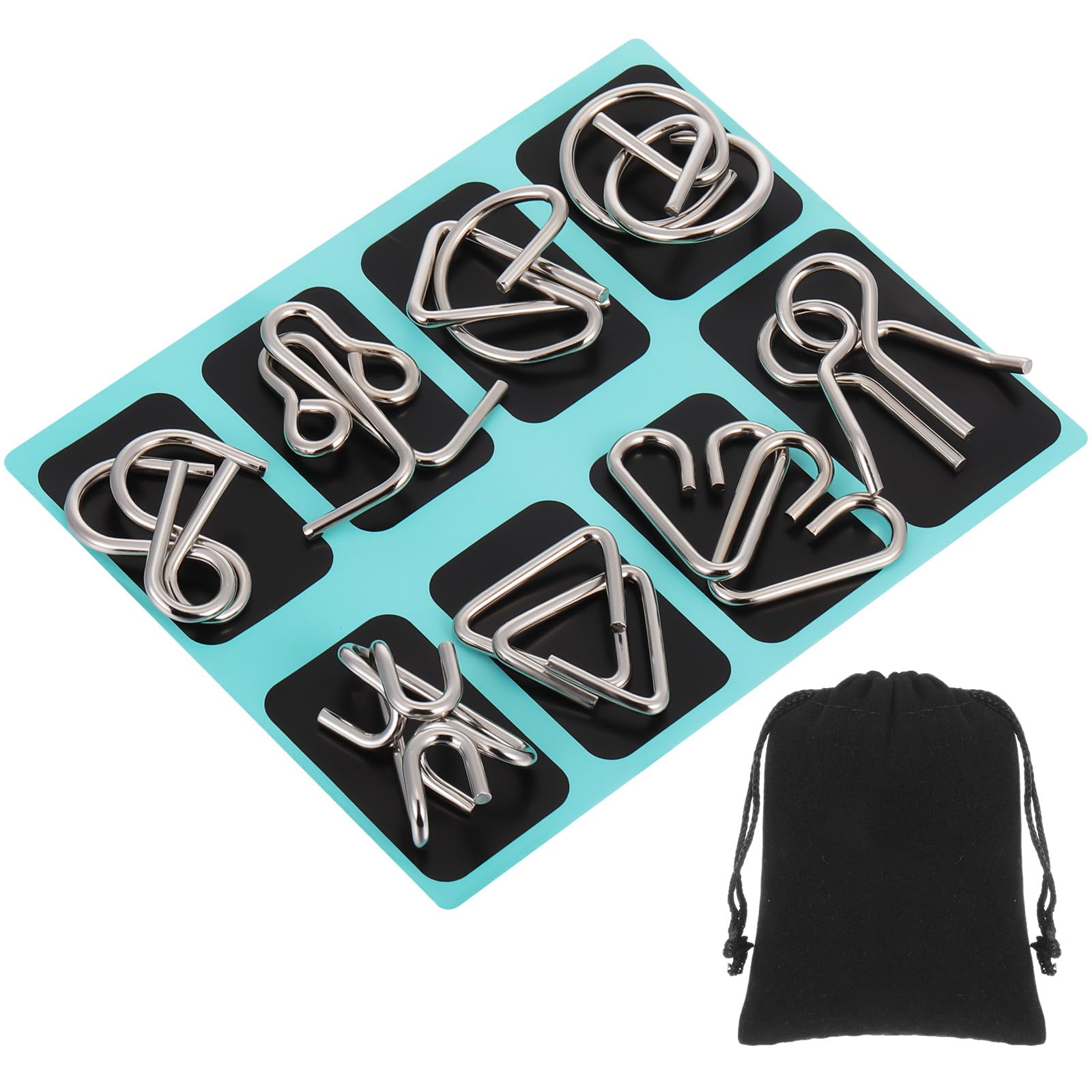 Amazon.com: Yilloog Metal Wire Puzzle Set of 8 with Pouch, Brain Teaser ...