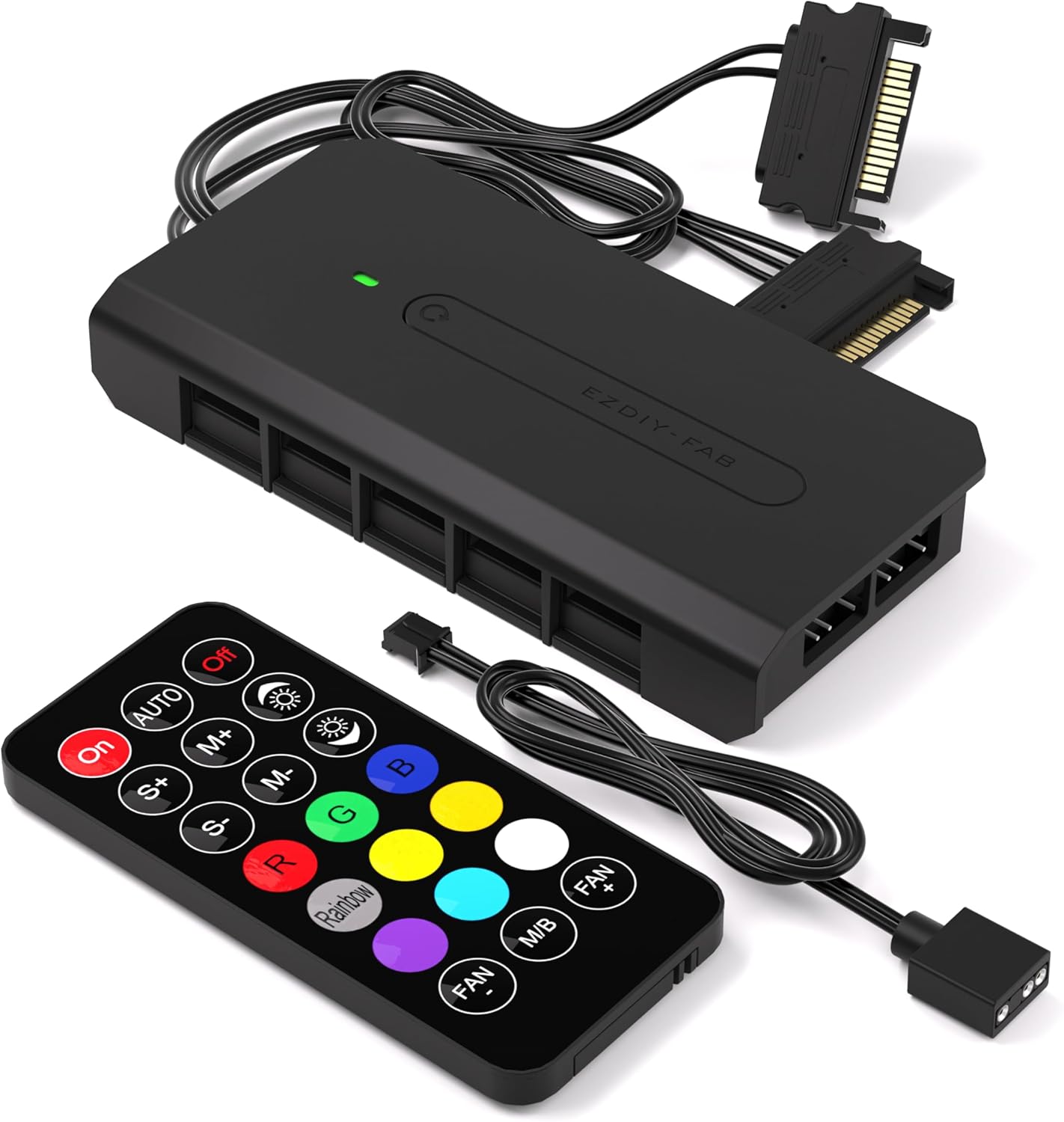 EZDIY-FAB 10 Ports RGB Fan Hub-I for PC Case Fans,Support 6-pin EZDIY ...