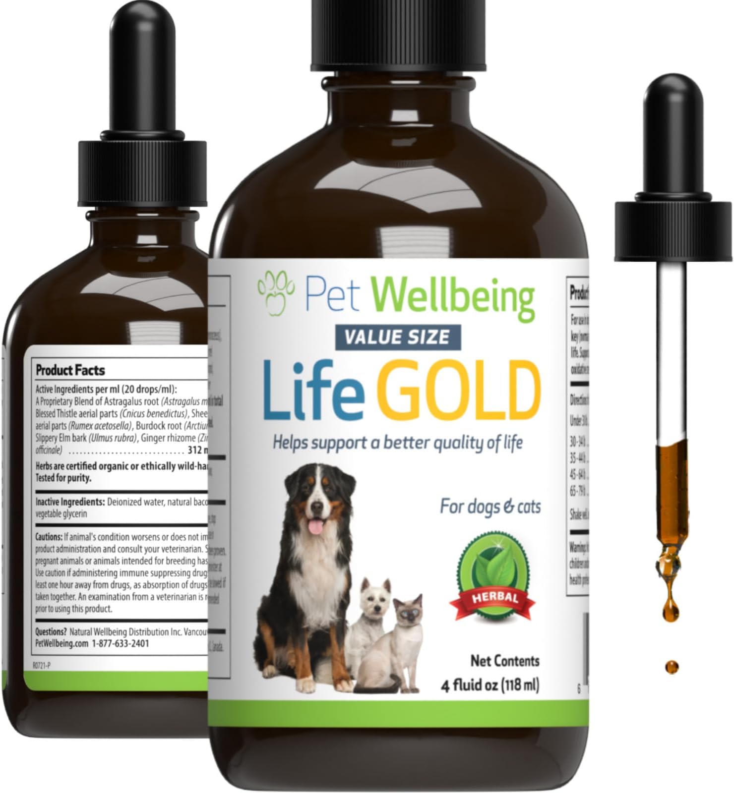 Pet Wellbeing Life Gold for Dogs - Immune Support, Antioxidants, Normal ...