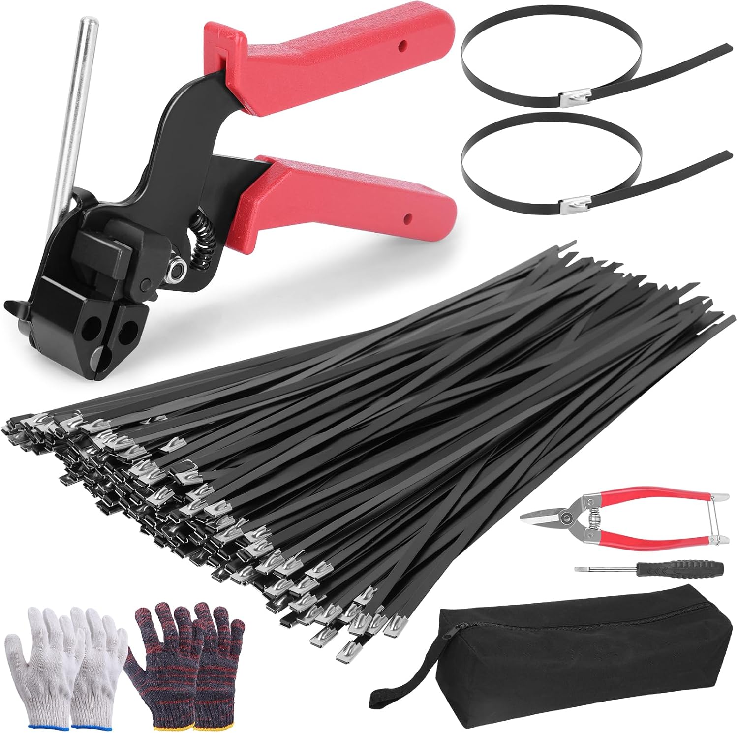 Amazon.com: 300PCS Metal Zip Ties Gun Kit, 12 Inch Heavy Duty Metal Zip ...