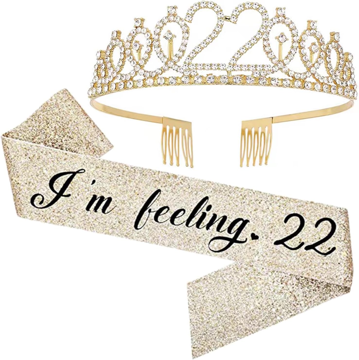 Amazon.com: UVATAHONA 22nd Birthday Sash and Tiara, I'm feeling 22 Sash ...