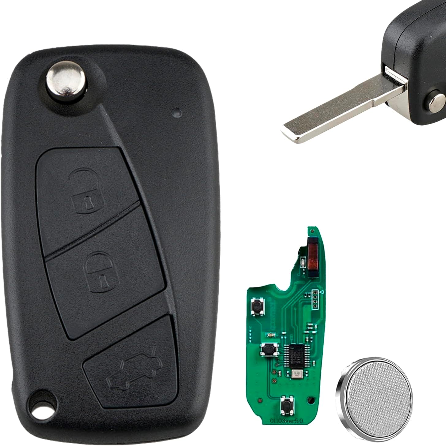 433MHZ 3 Buttons Car Key Fob For Fiat Cudo Fiorino Doblo Grande Punto ...