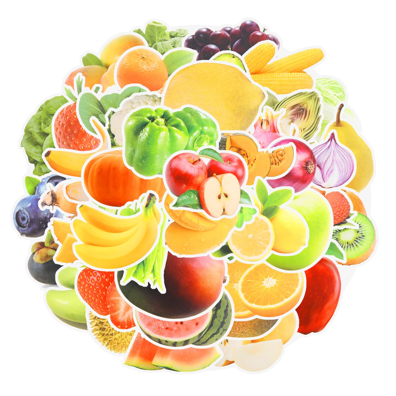 Amazon.com: 120PCS Fruit Stickers Various Realistic Fruit and Vegetable ...