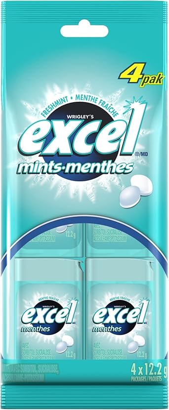 EXCEL, Fresh Mint Flavoured Mints, 12.2g, 4 Packs : Amazon.ca: Grocery ...