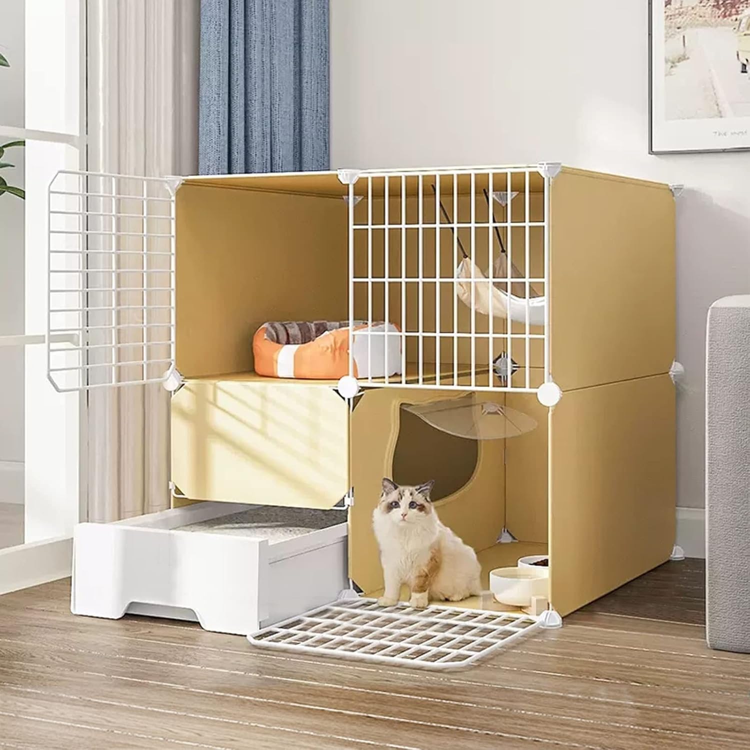 Amazon.com: 2-Tier Large Cat Cage, Cat Villa Cat Enclosure, DIY Cat ...