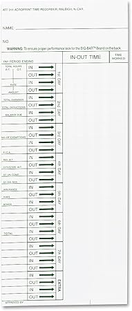 Amazon.com : Acroprint 096103080 Time Card for Model ATT310 Electronic ...