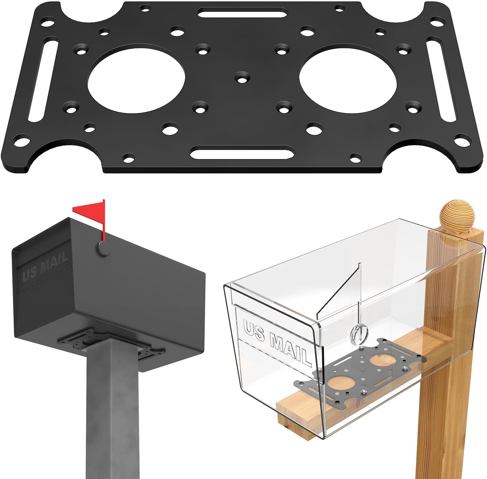Amazon.com: Mailbox Mounting Bracket, Plate for Post Mount Mailboxes ...