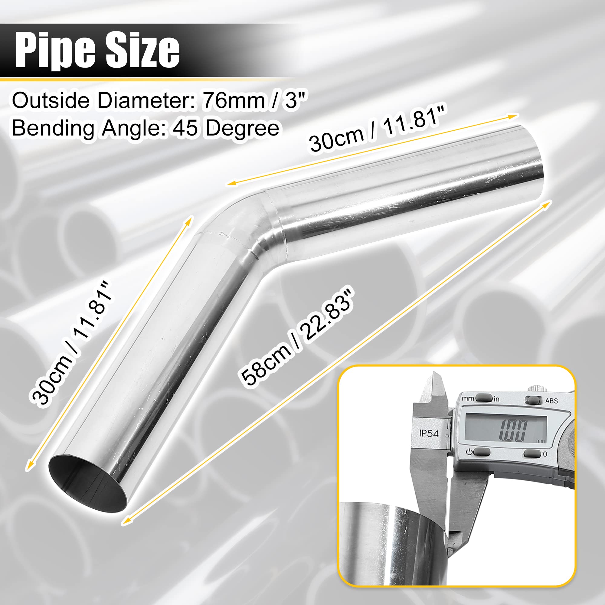 X AUTOHAUX 45 Degree Bend 3" OD Car DIY Custom Mandrel Exhaust Pipe 3 ...
