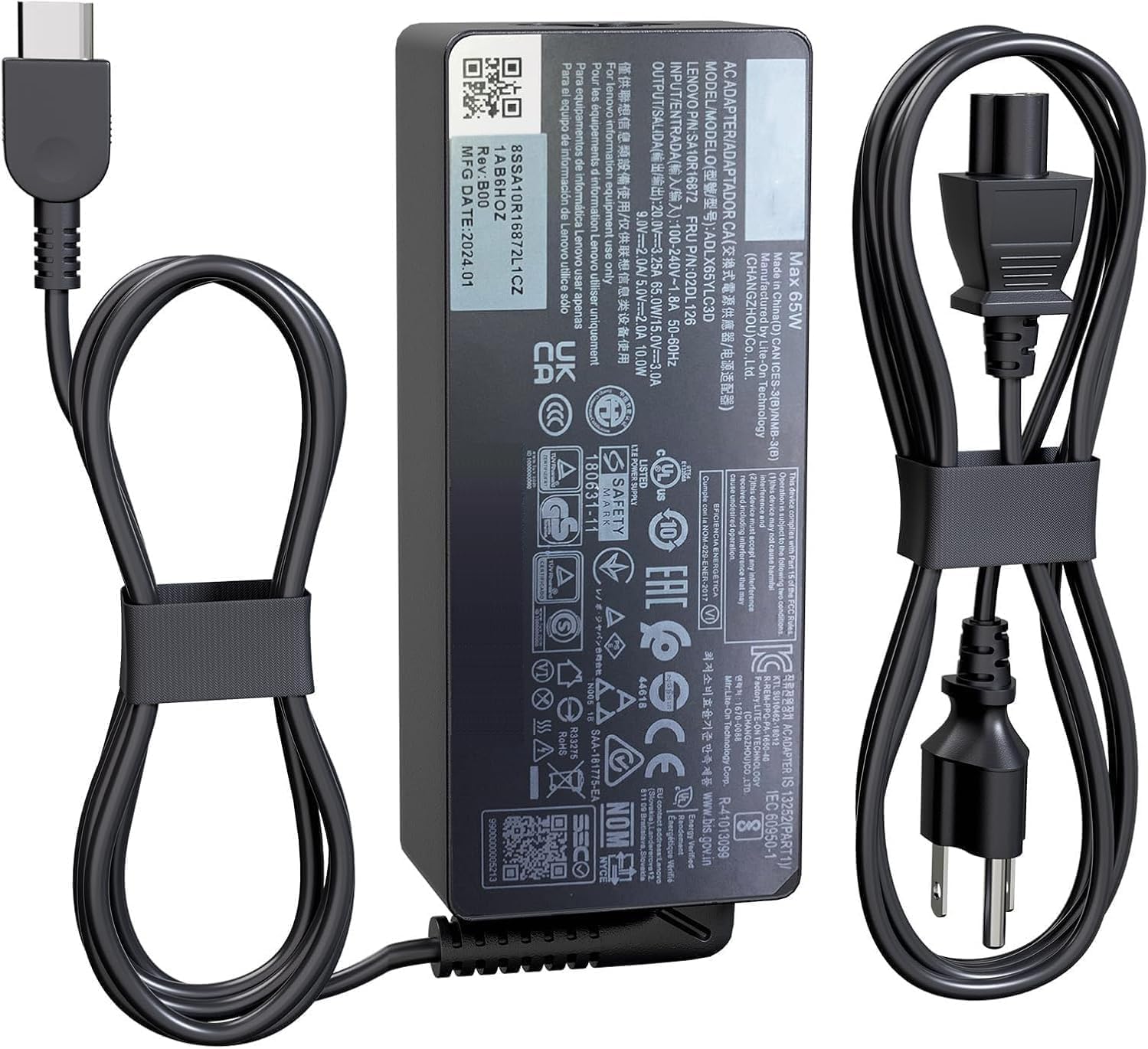Cargador USB C de 65 W compatible con Lenovo ThinkPad E580 E585 E590 ...