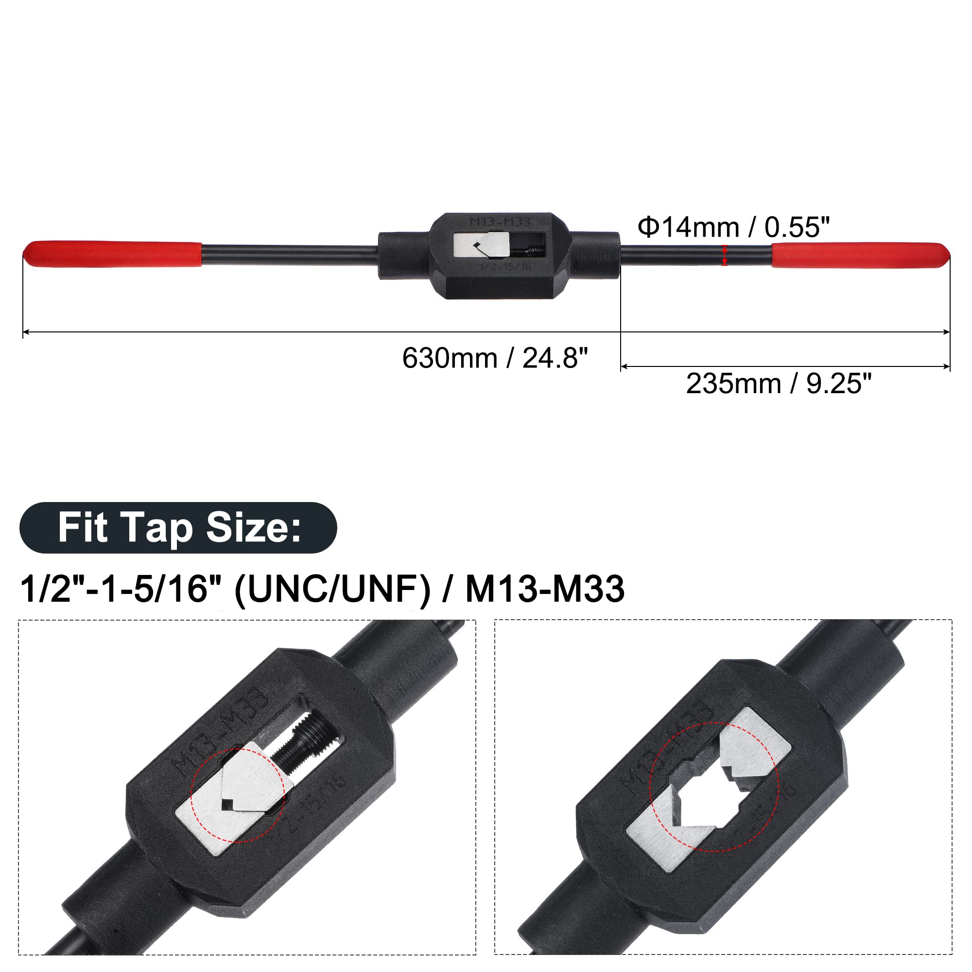 uxcell Adjustable Tap Wrench Handle for 1/2"-1-5/16" (UNC/UNF) / Metric ...