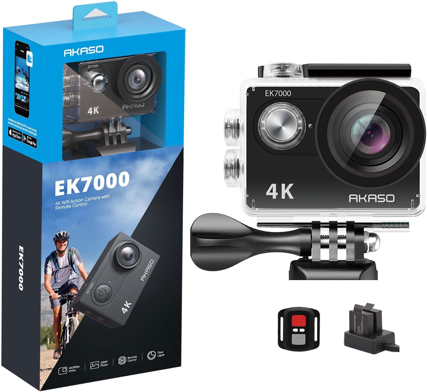 AKASO EK7000 4K30FPS Action Camera - 20MP Ultra HD Underwater Camera ...