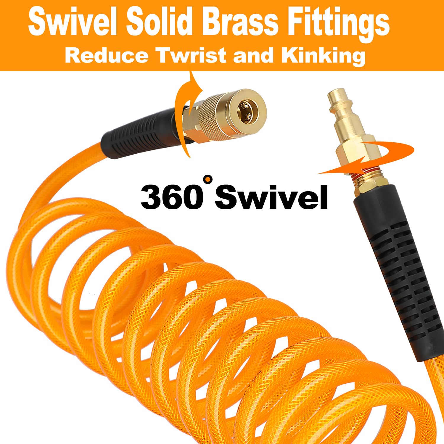 Snapklik.com : YOTOO Reinforced Polyurethane Recoil Air Hose 1/4" Inner ...