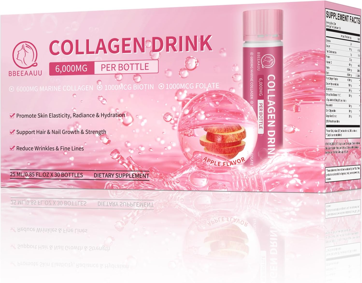 Amazon.com: Collagen Drink 6000mg Marine Collagen Peptides, Liquid ...