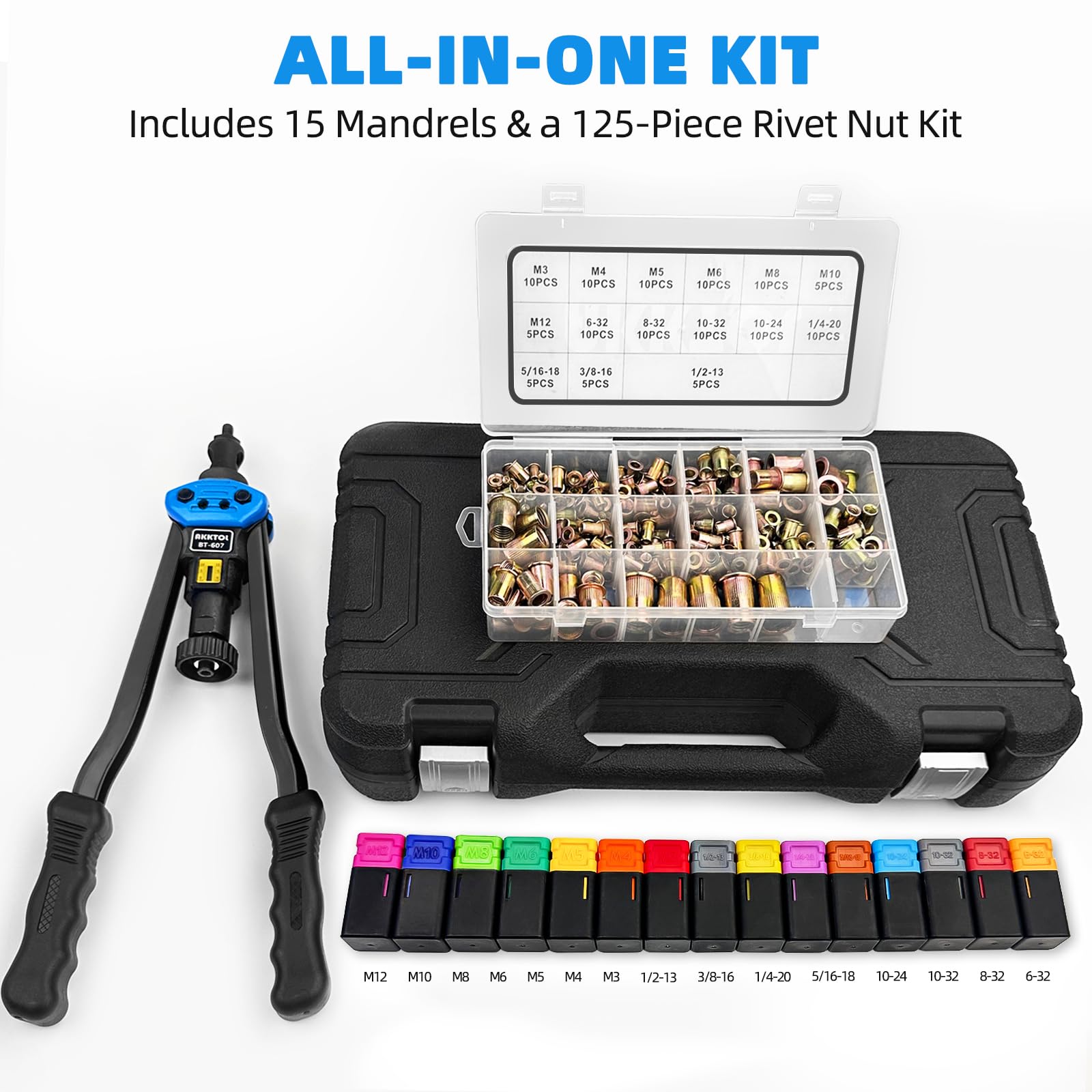 Snapklik.com : AKKTOL Rivet Nut Tool Kit, 16" Rivnut Tool Kit