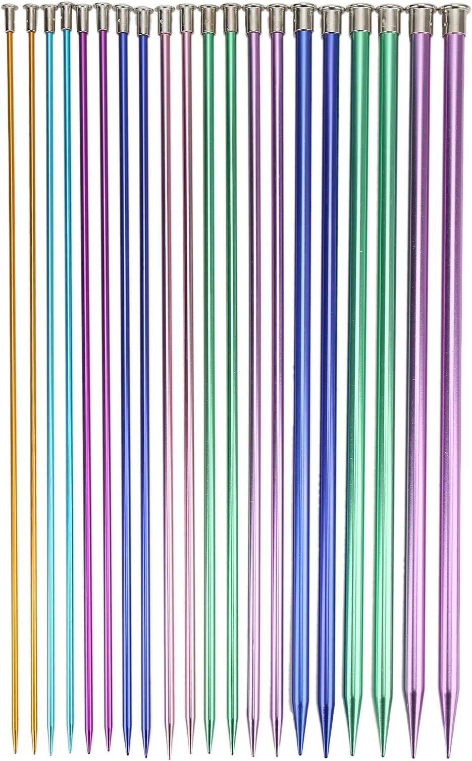 Knitting Needle Set, BCMRUN 22PCS 2mm(B)-8mm(L) Straight Single Pointed ...