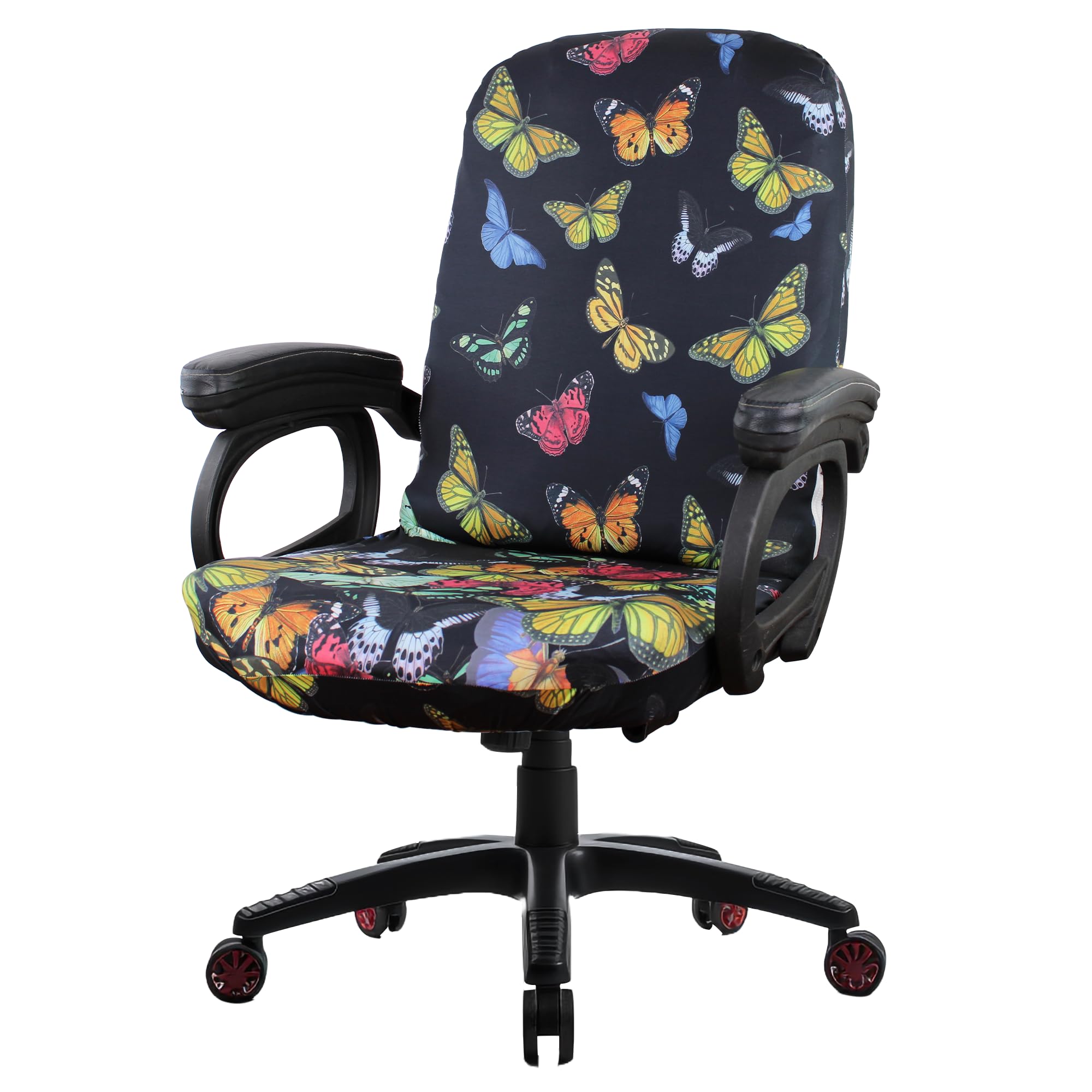 Amazon.com: YOXEULL Butterfly Black Computer Office Chair Covers ...