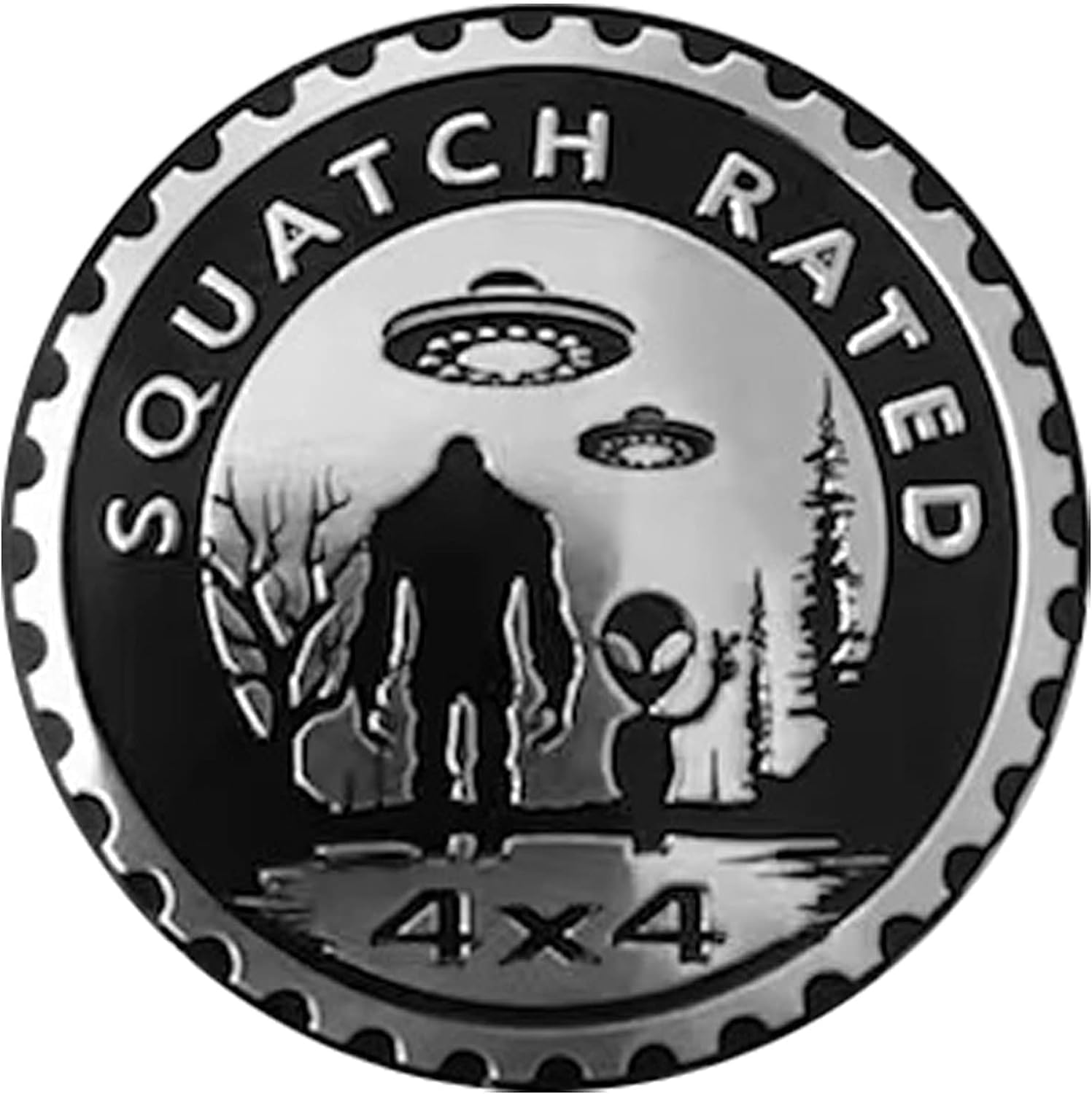 Amazon.com: Black Squatch Aliens Badge Rated Car Emblem, 4 x 4 Metal ...