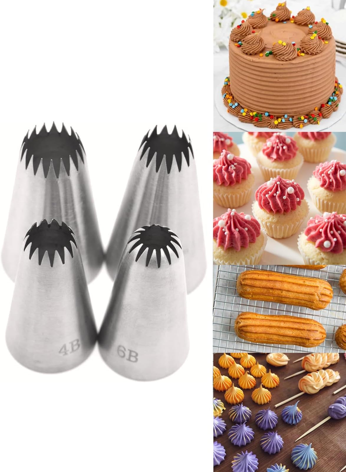 Amazon.com: Large Frosting Piping Tips Set for Churros, Eclairs ...
