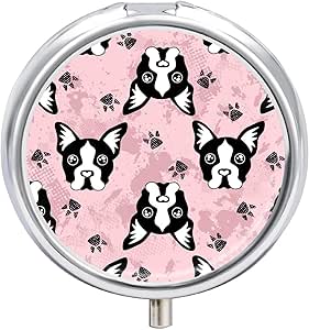 Amazon.com: Pill Box Cute Dogs Bulldog Round Medicine Tablet Case ...