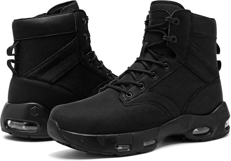 LARNMERN Mens Non Slip Boots Work Slip Resistant Air Cushion Shoes Side ...
