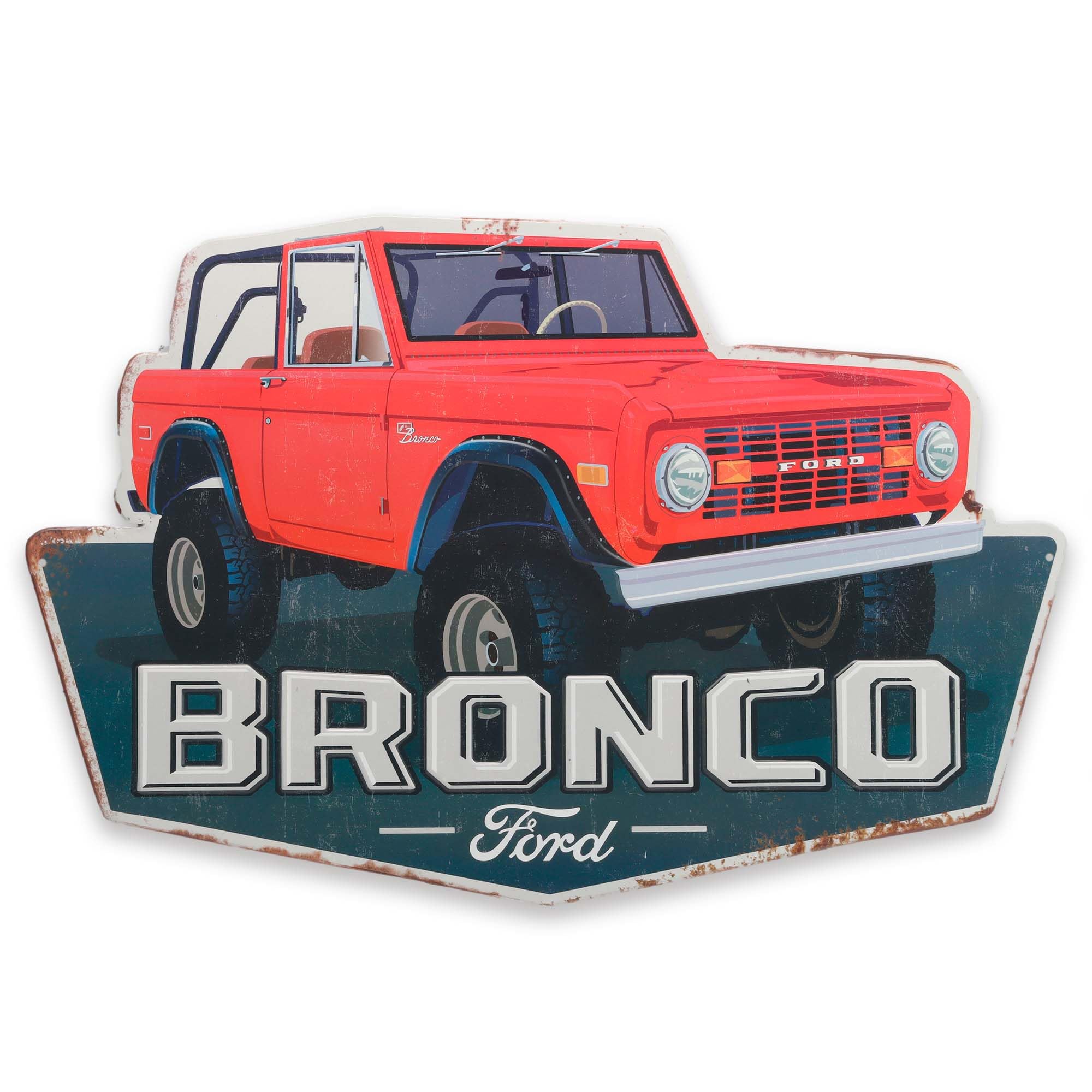 Amazon.com: Ford Bronco Embossed Metal Sign - Large Red Ford Bronco ...