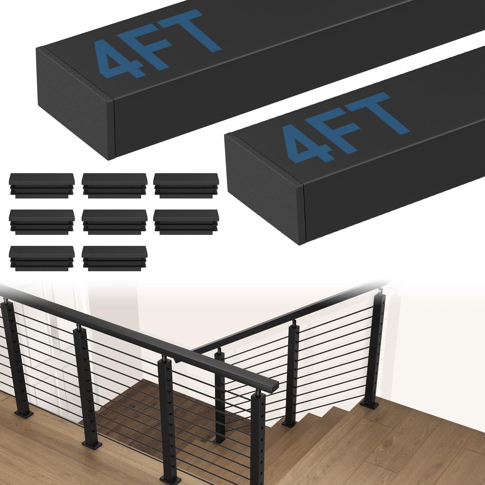 Snapklik.com : CKE 2 Pack 4FT Stainless Steel Black Rectangular ...