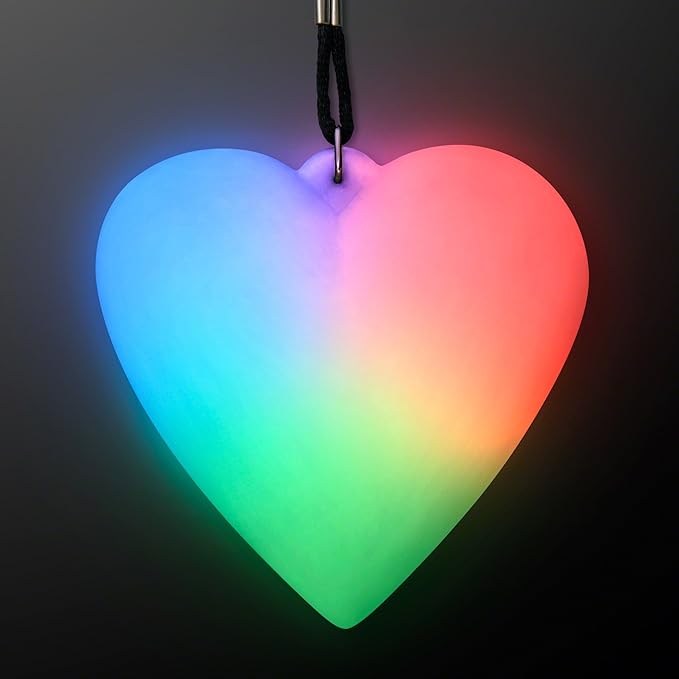 Amazon.com: Color Changing LED Heart Light Up Necklace : Clothing ...