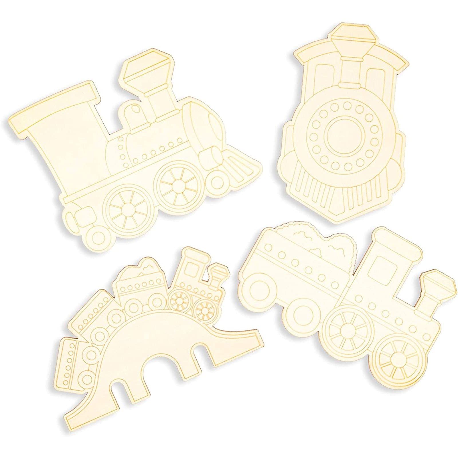 Amazon.com: 24 Pack Unfinished Wood Slice Train Cutouts for Crafts ...
