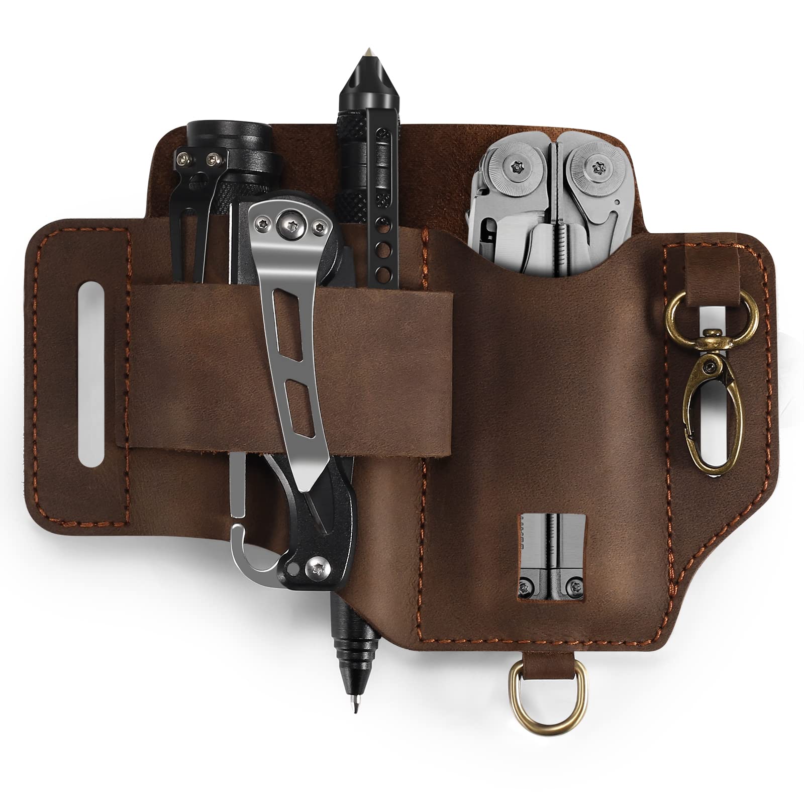 Multitool Leather Sheath for Belt,EDC Belt Organizer,Multitool Holster with Multi Tool Pouch ...